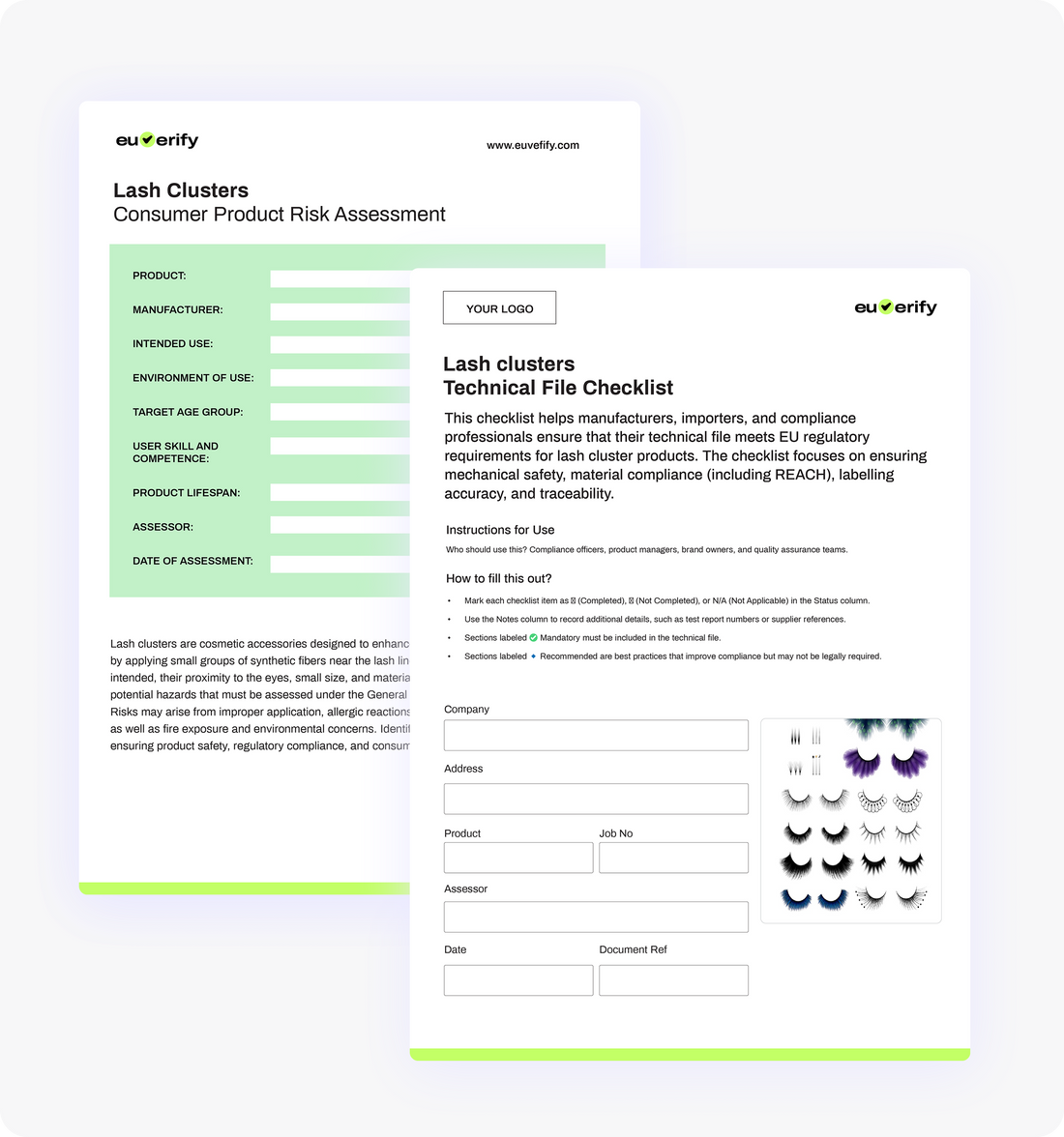 Lash Clusters Compliance Pack – EU & UK GPSR Safety Templates – Euverify